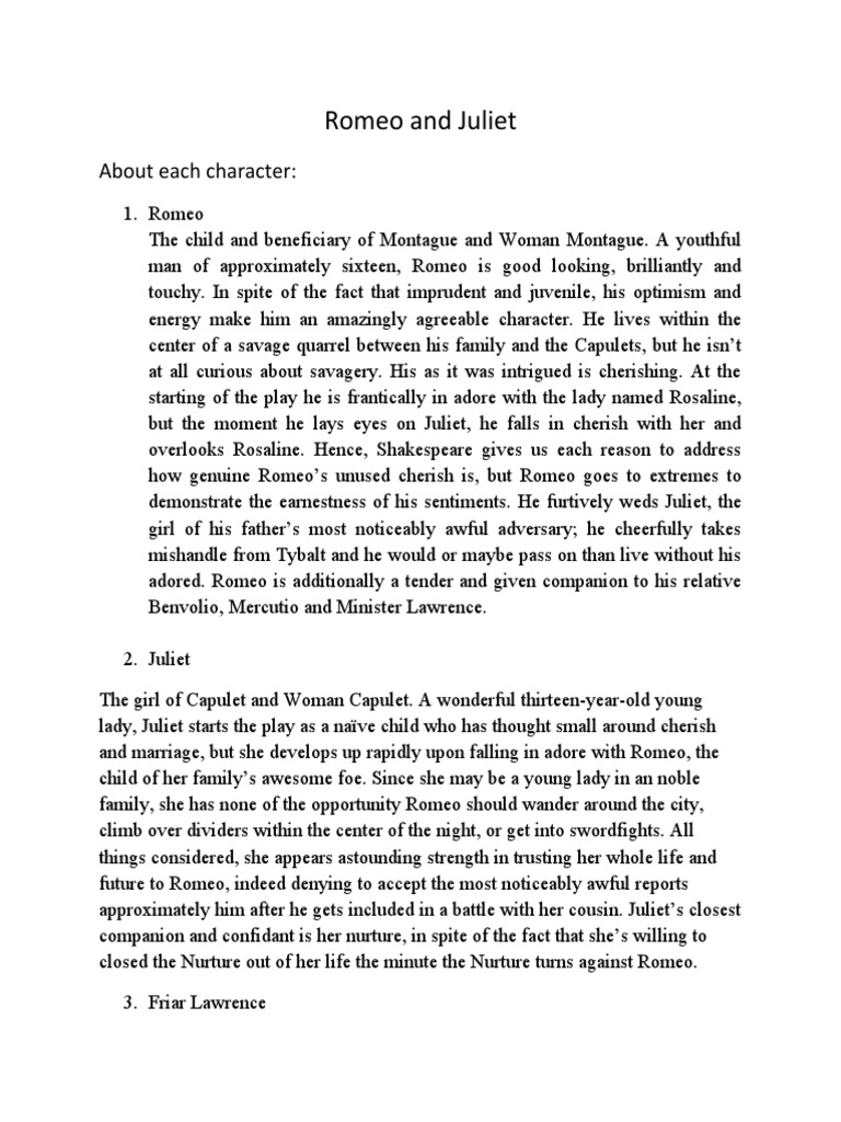 Romeo and Juliet (About Each Character) | PDF | Characters In Romeo And ...