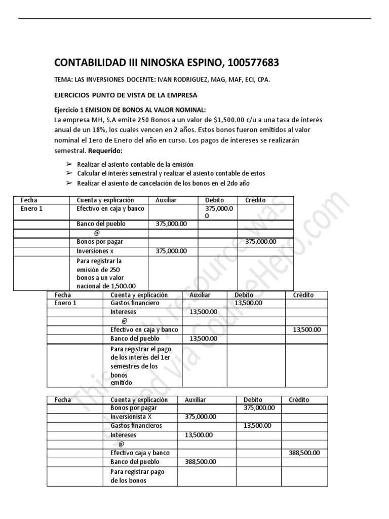 Emision de Bonos Ejercicios | PDF | Interés | Compartir (Finanzas)