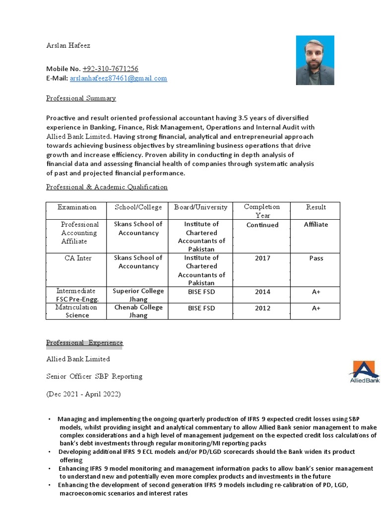 Arslan CV Updated | Download Free PDF | Regulatory Compliance | Banks