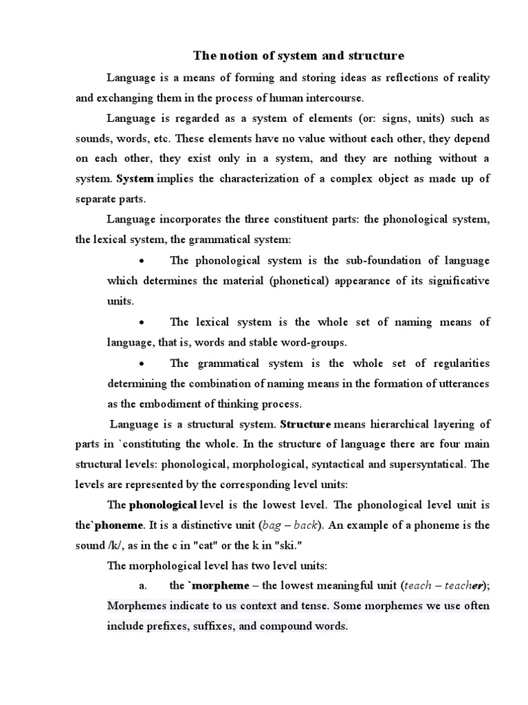 The Notion of System and Structure | PDF | Word | Morphology (Linguistics)