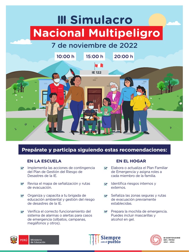 Afiche de Simulacro Escolar 2024 | PDF