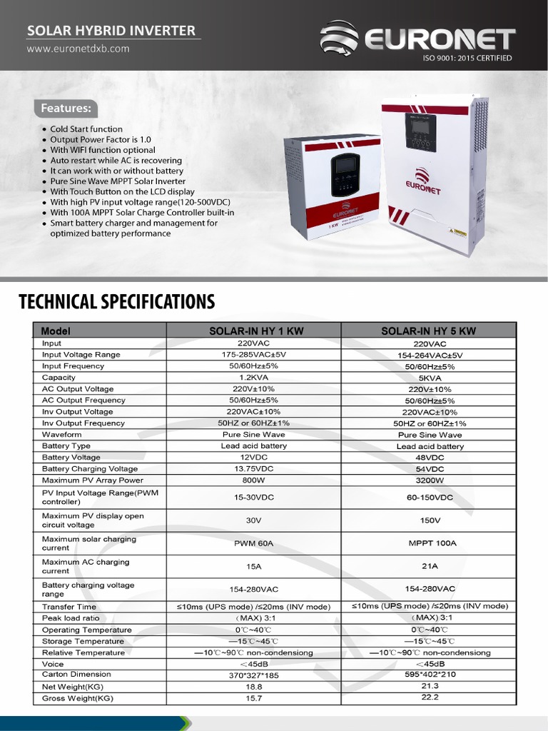 5 Solar Hybrid Inverter All Datasheet 1 | PDF