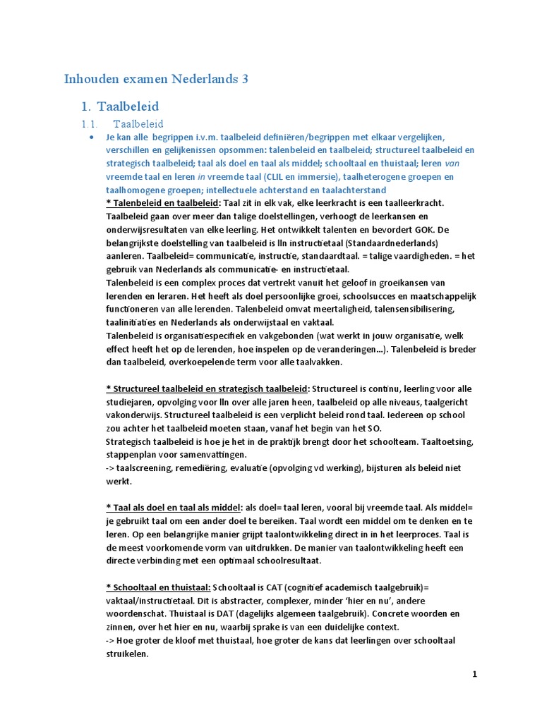 Samenvatting Nederlands 3 | PDF