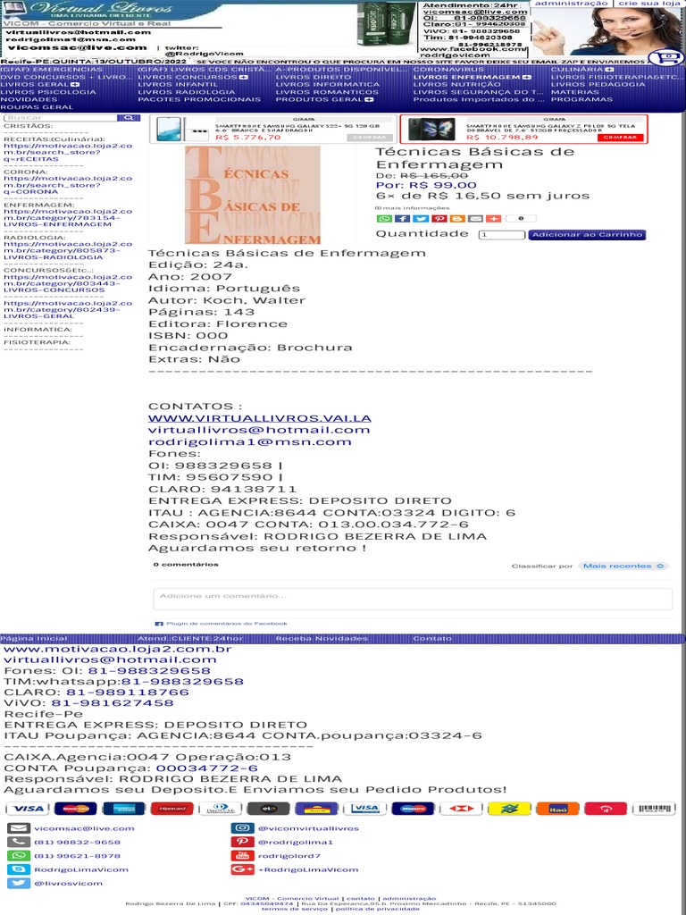 Técnicas Básicas de Enfermagem - VICOM - Comercio Virtual | PDF | Informática
