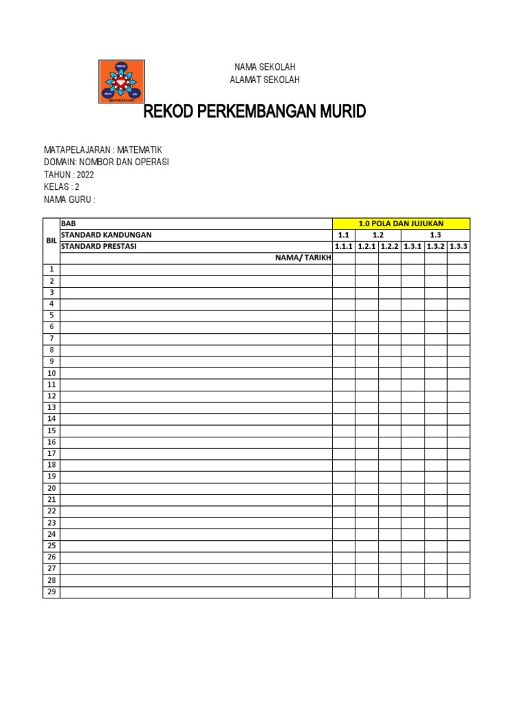 Rekod Transit PBD Matematik Ting 2 (2022) | PDF
