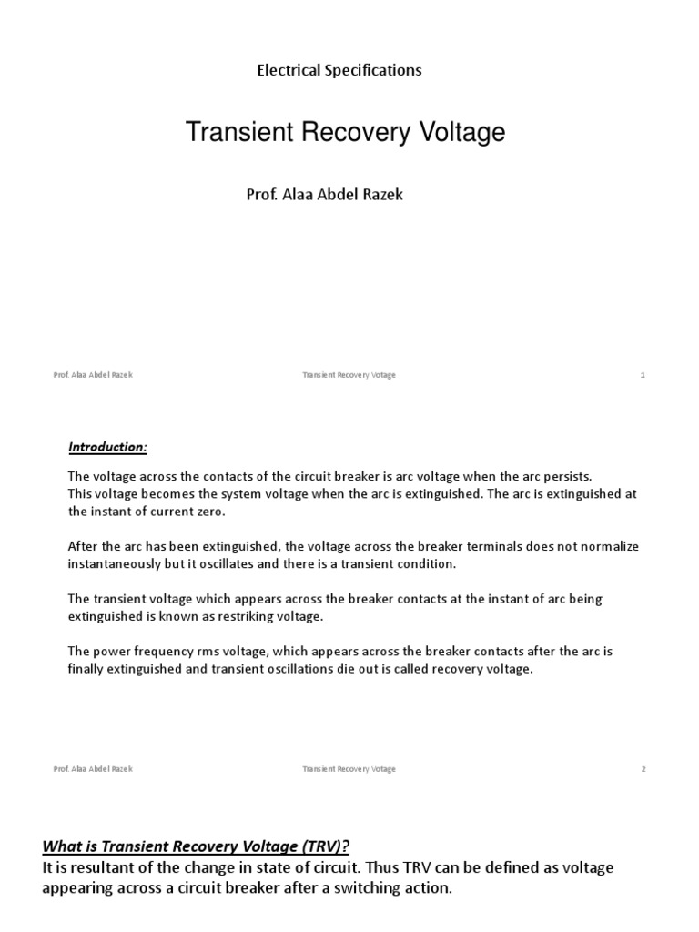 Transient Recovery Voltage Guide | PDF | Electric Arc | Electrical Network