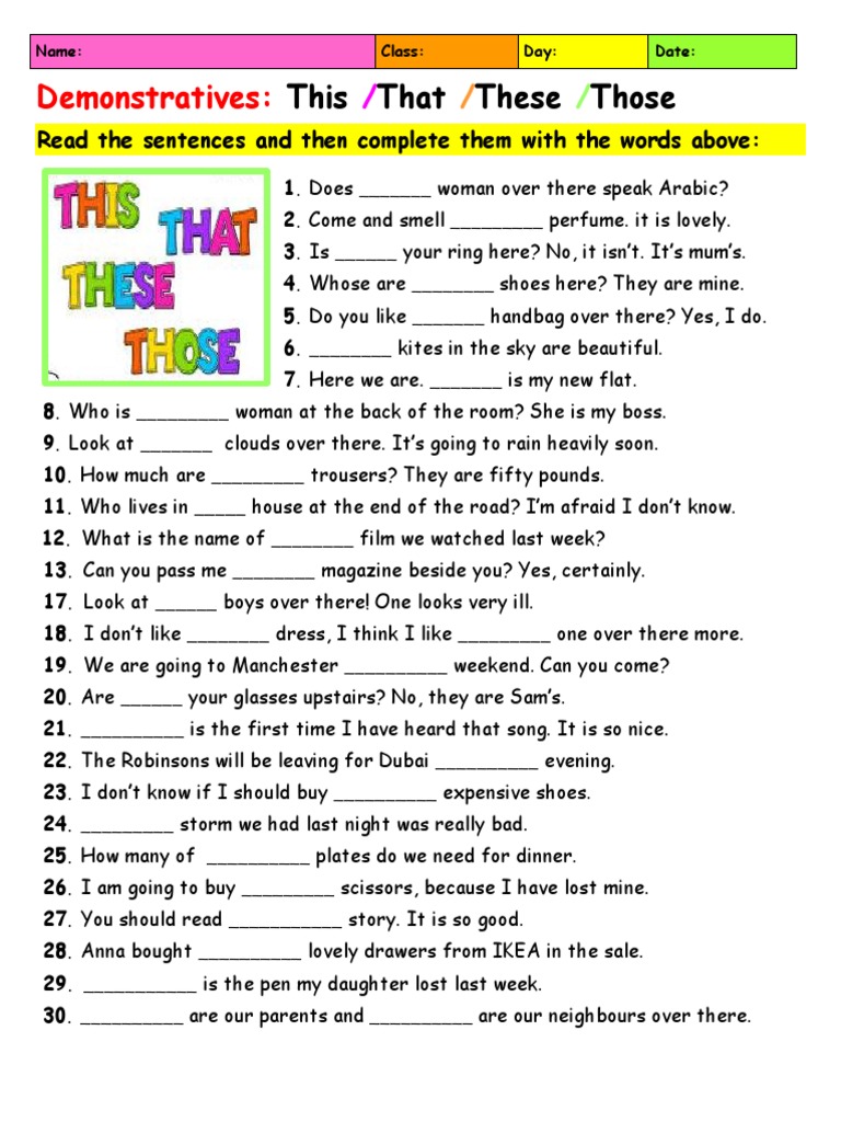 Thisthatthesethose Sentences Grammar 2 | PDF