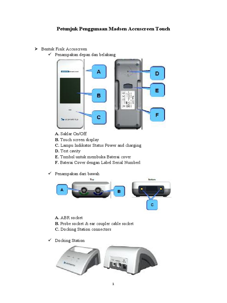 Petunjuk Penggunaan Madsen Accuscreen Touch | PDF
