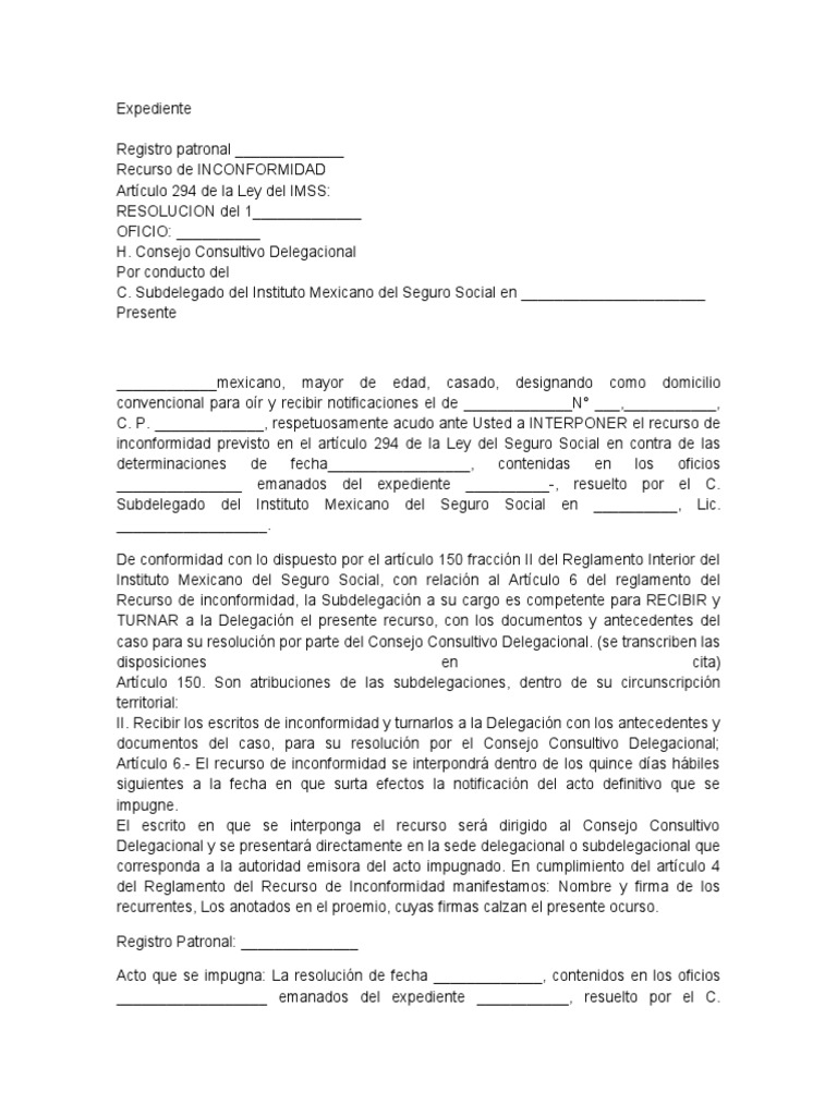 Recurso de Inconformidad | PDF | Caso de ley | Instituciones sociales