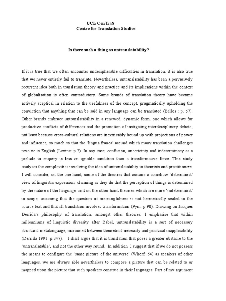 Untranslatability PDF | PDF | Translations | Linguistics