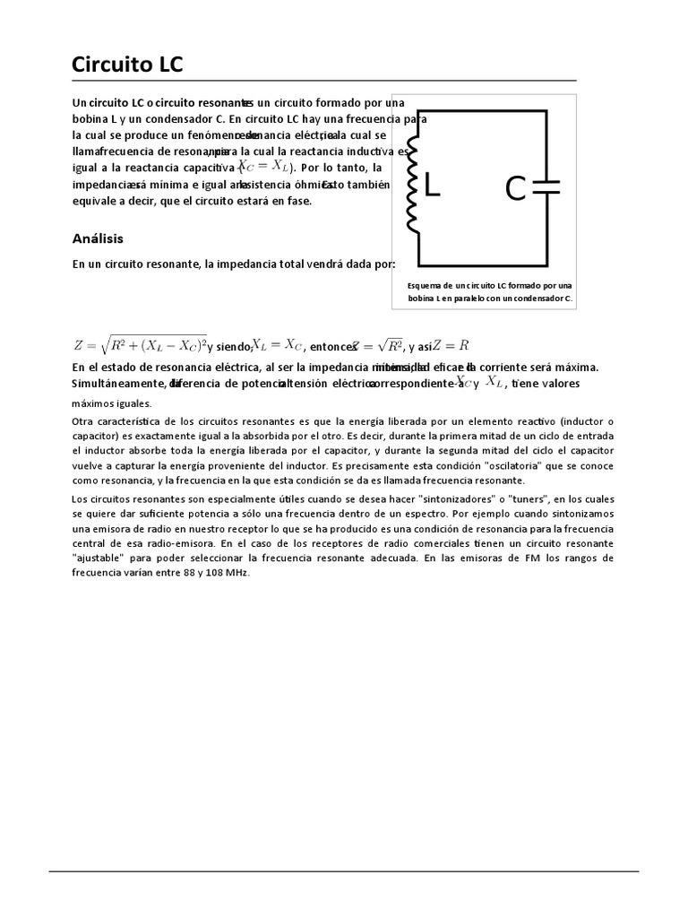 Circuito LC | PDF | Inductor | Ingenieria Eléctrica