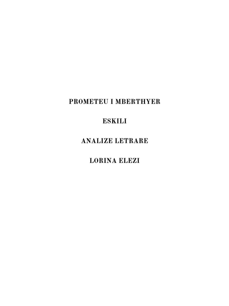 Prometeu I Mberthyer - Analize Letrare | PDF