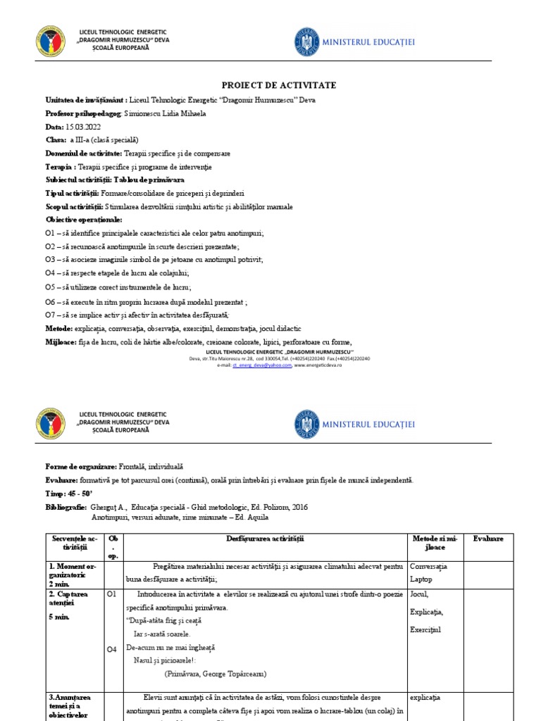 3proiect Activitate - Tablou de Primavara | PDF