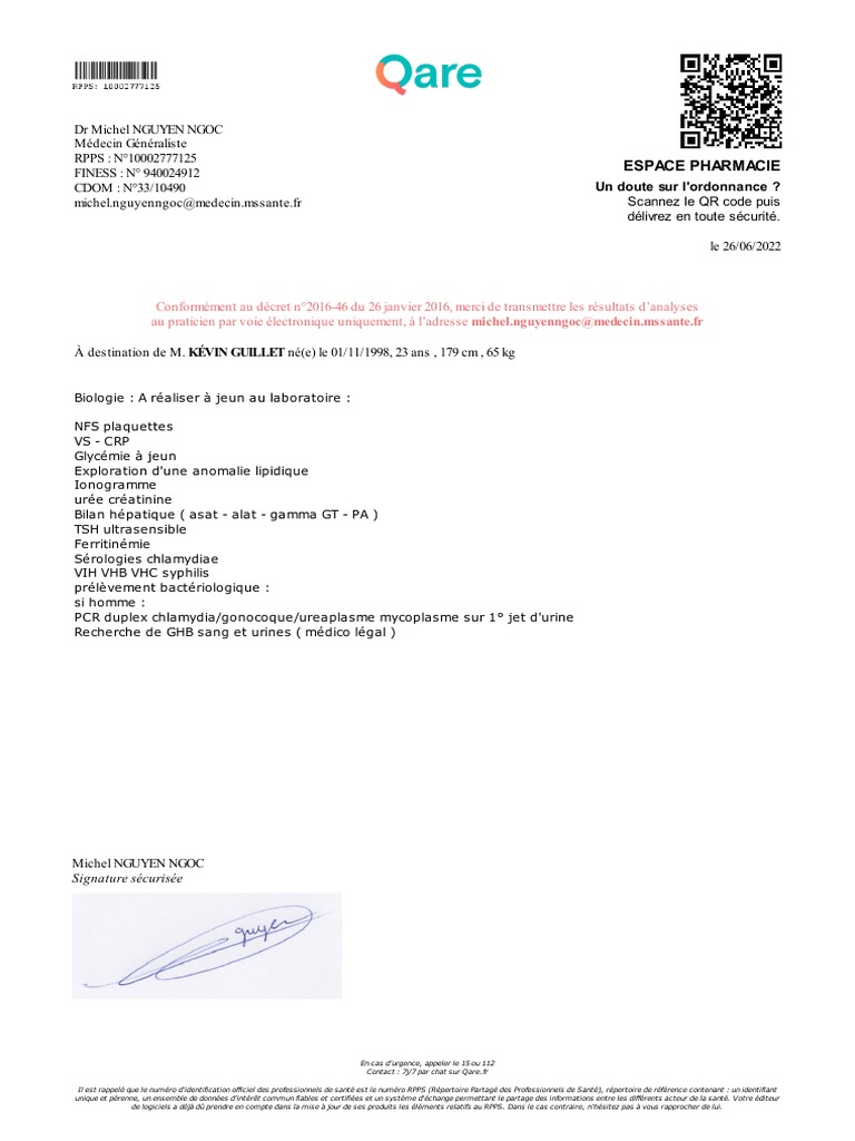 Ordonance | Descargar gratis PDF | Spécialités médicales | Médecine clinique