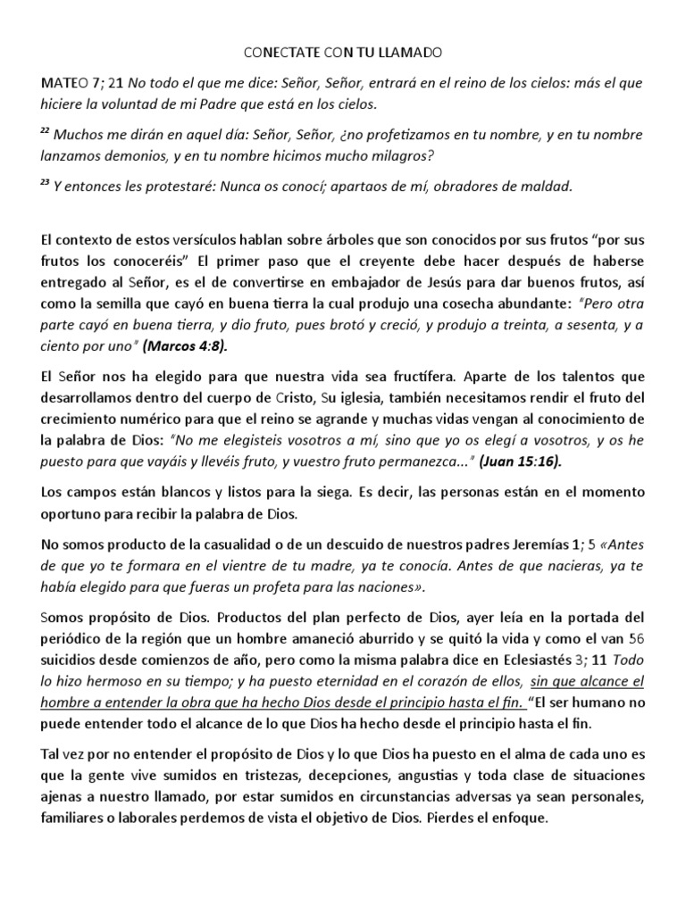 Conectate Con Tu Llamado | PDF | Jesús | Dios