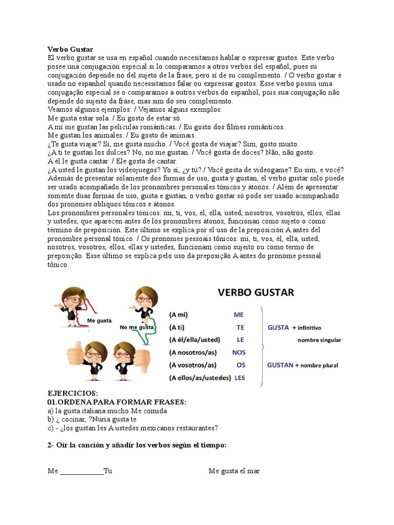 Gustar | PDF | Verbo | Ciencia cognitiva