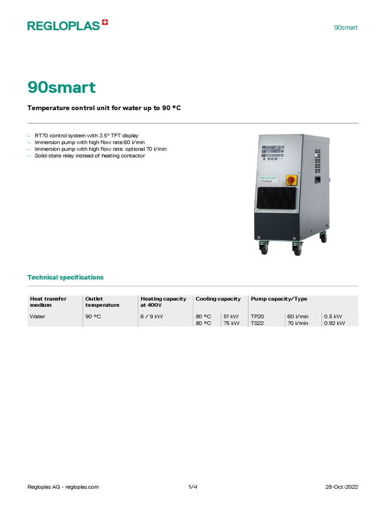 Regloplas 90smart Temperature Control Unit | PDF | Pump | Water