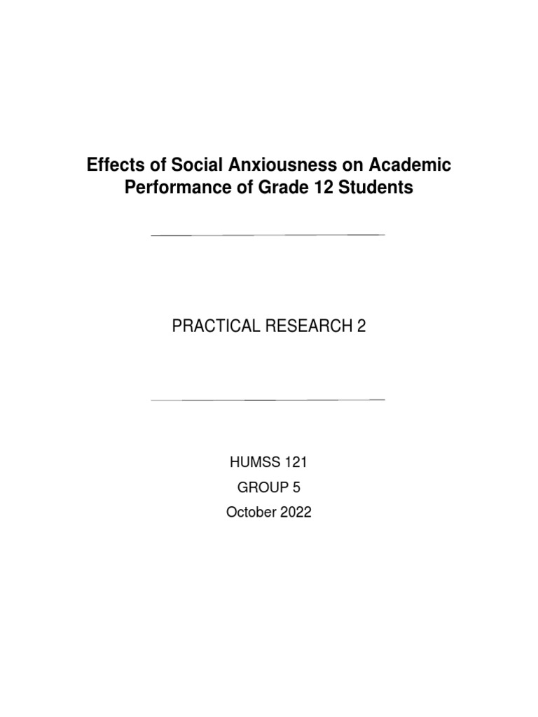 Group 5 HUMSS 121 PR2 | PDF | Anxiety | Social Anxiety Disorder