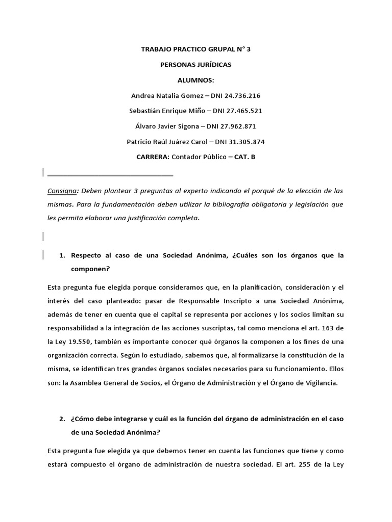 TP GRUPAL 3 - Personas Juridicas | PDF | Gobierno | Justicia