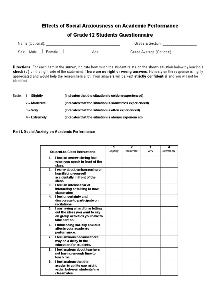 Group5 PracticalResearch2 Questionnaire | PDF | Anxiety | Emotions