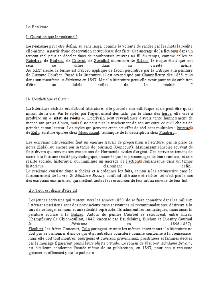 Introduction au réalisme littéraire | PDF | Réalisme (littérature) | Romans