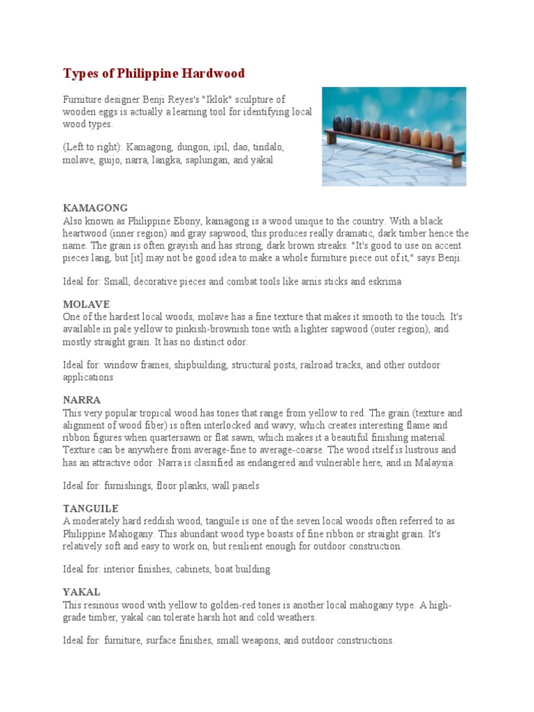 Philippine Hardwood Types Explained | PDF