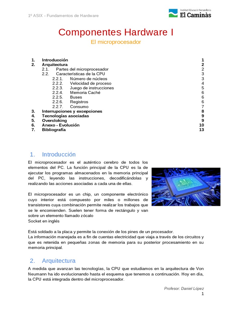 Componentes Hardware I - El Microprocesador | PDF | Microprocesador ...