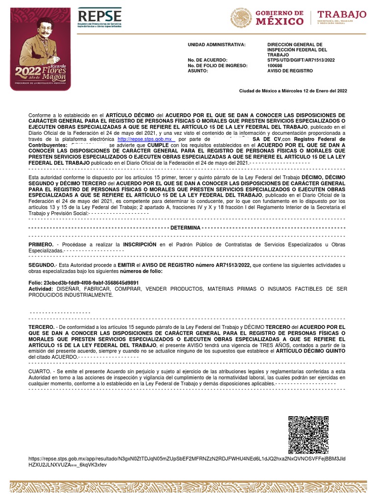 Registro REPSE | PDF | Justicia | Crimen y violencia