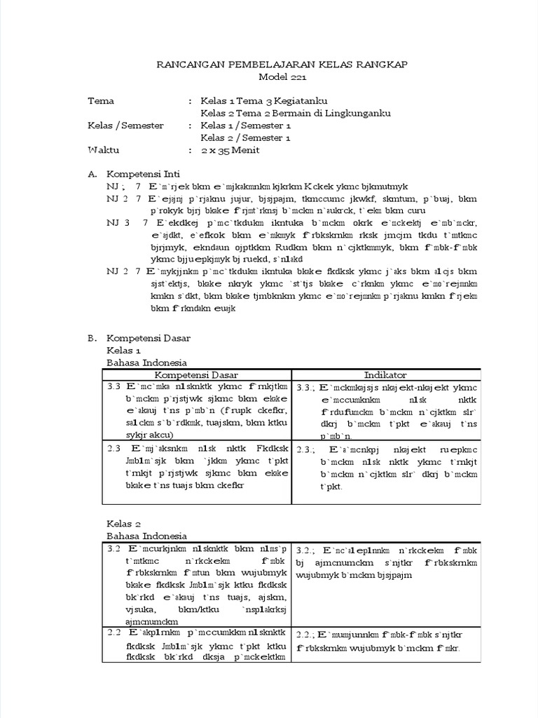 PDF RPP Kelas Rangkap Model 221 | PDF | Science & Mathematics