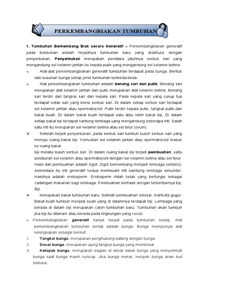 Perkembangbiakan Tumbuhan | PDF | Sains & Matematika