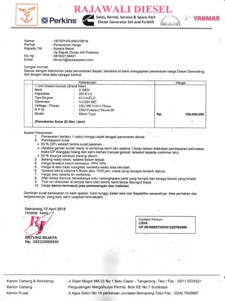 Penawaran Genset | PDF