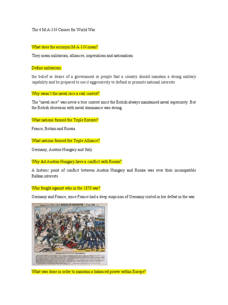 4 M-A-I-N Causes of World War I | PDF | Allies Of World War I | Global ...