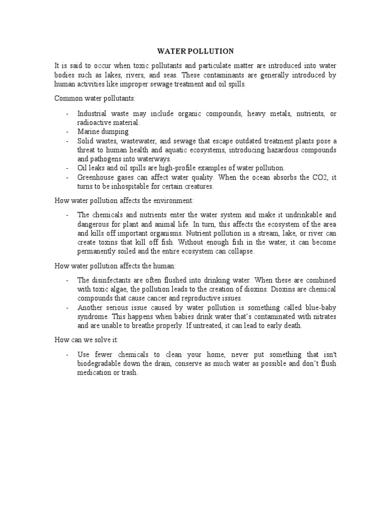 Water Pollution | PDF