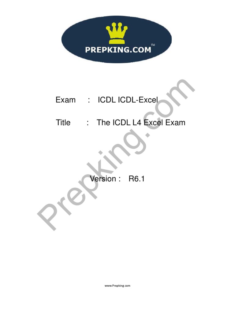 Prepking Icdl Excel Exam Questions | Test (Assessment) | Microsoft Excel