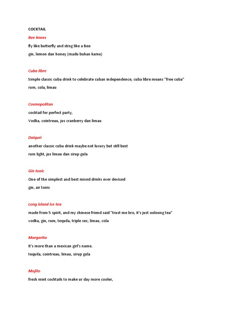 Menu Wording | PDF