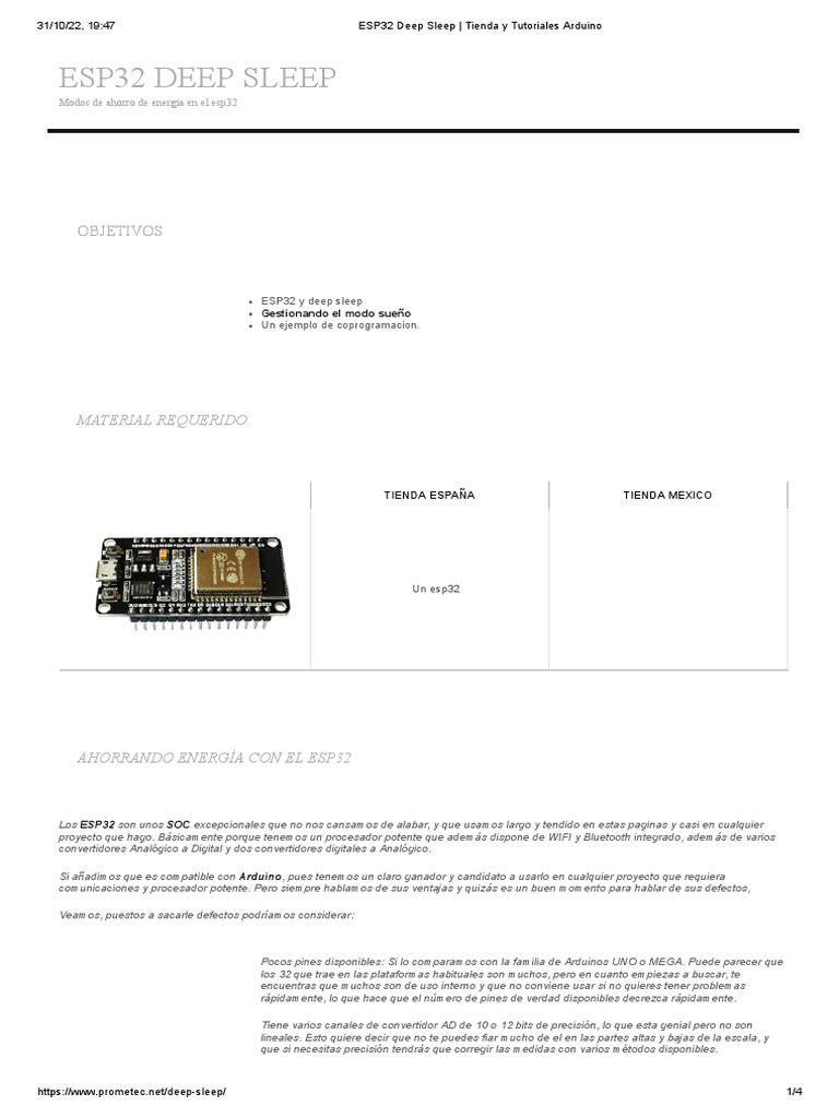 ESP32 Deep Sleep - Tienda y Tutoriales Arduino | PDF | Unidad Central de procesamiento ...