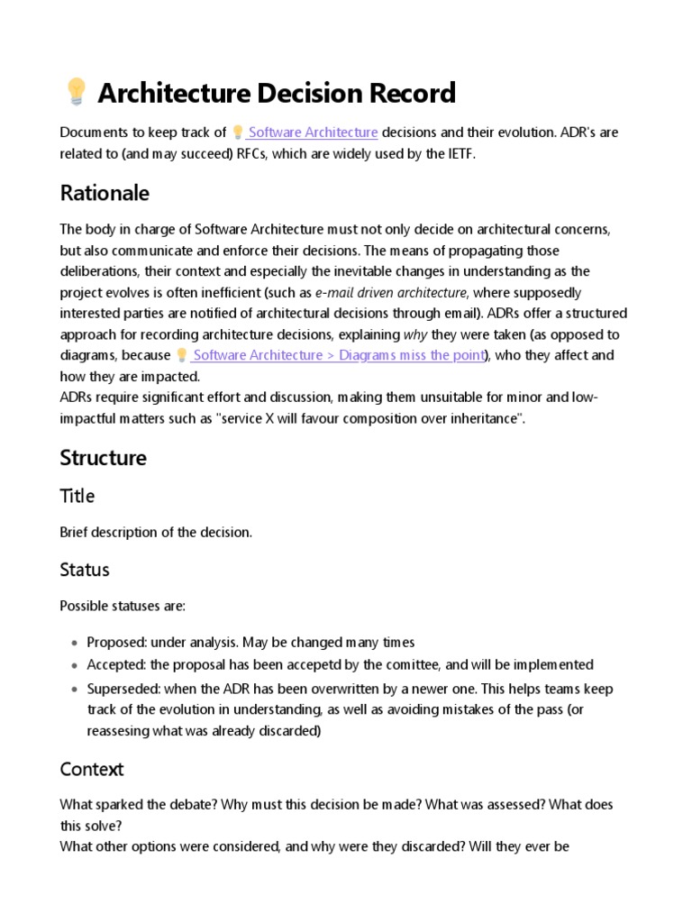 Architecture Decision Record Pdf