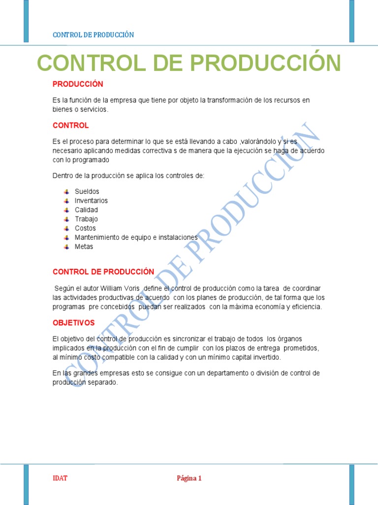 Control de Produccion | PDF | Planificación | Business