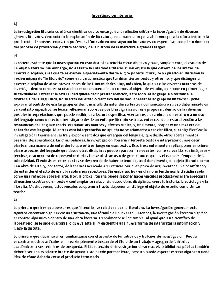 Investigación Literaria (Trabajo Practico) | PDF | Teoría | Crítica