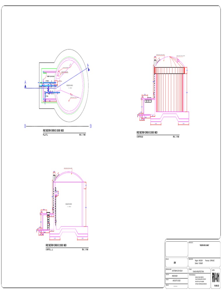 Planos Reservorio | PDF | Hormigón | Fundación (Ingeniería)