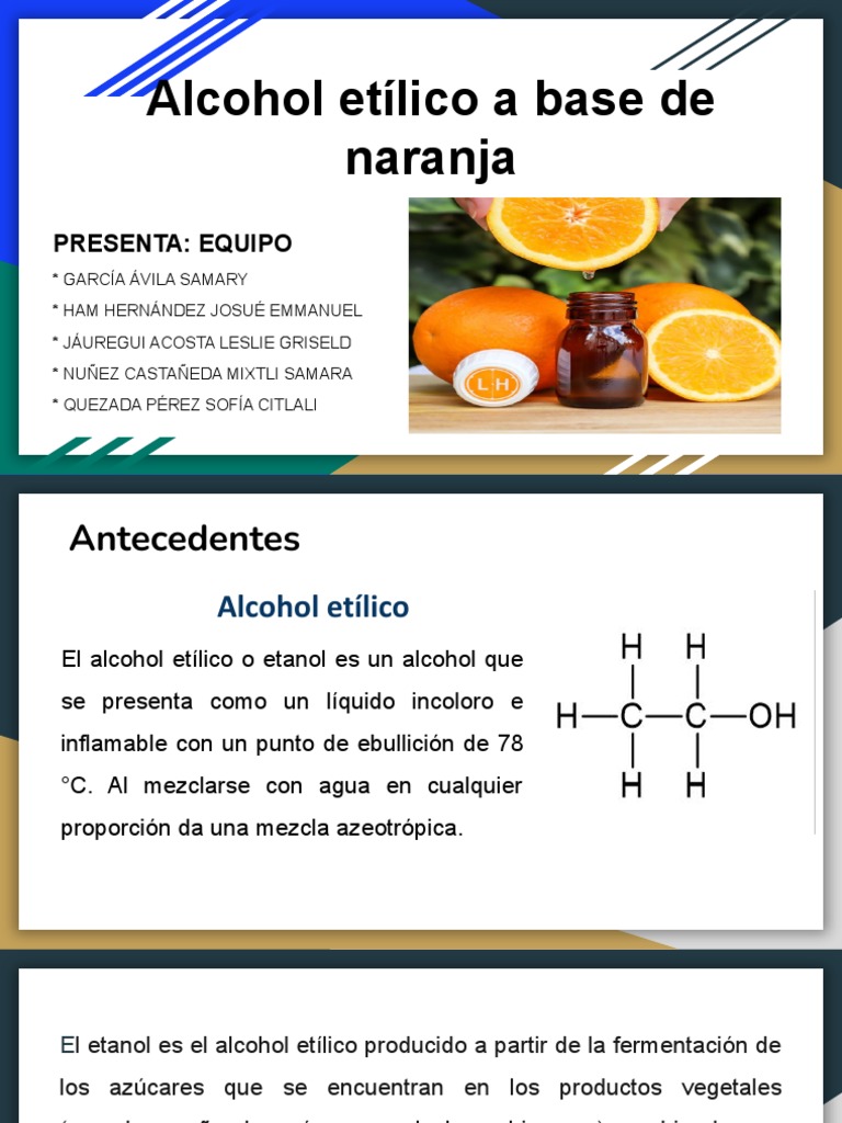 Alcohol Etílico A Base de Naranja | PDF | Etanol | Fermentación