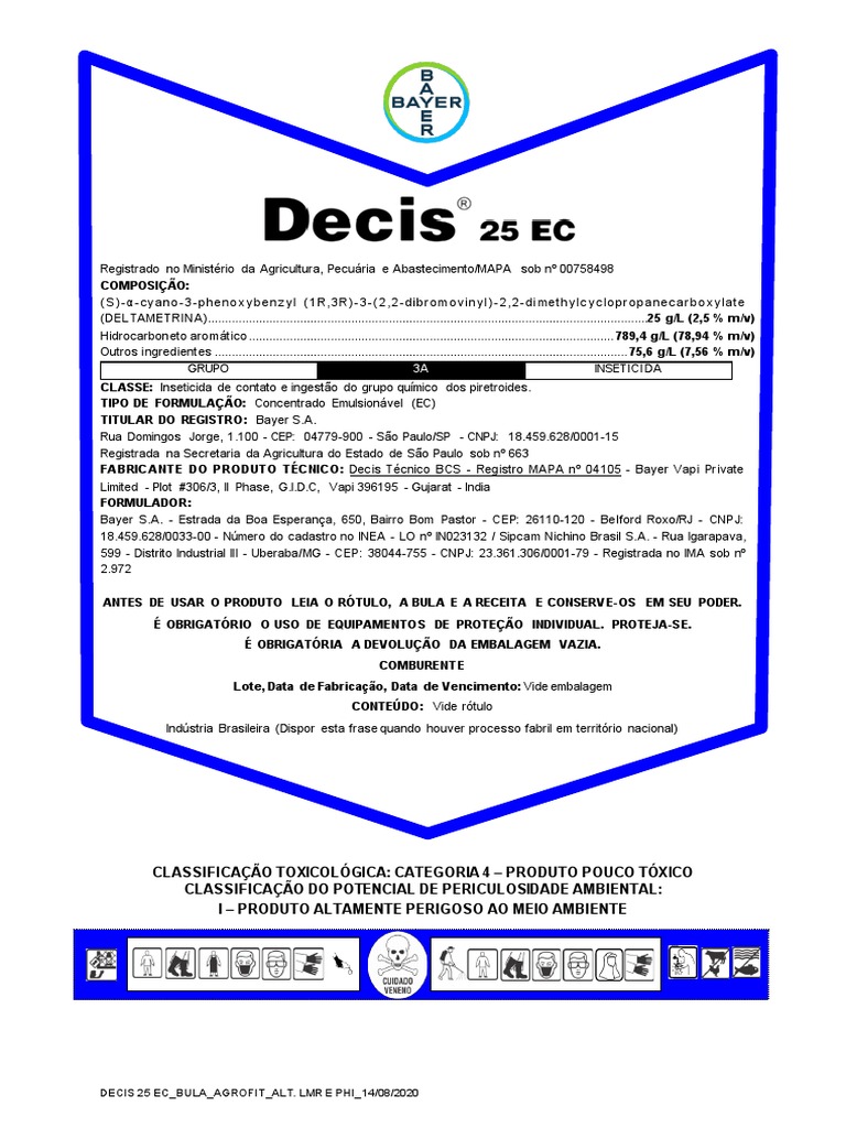 Decis 25 Ecbula14082020 | PDF | Inseticida | Brócolis