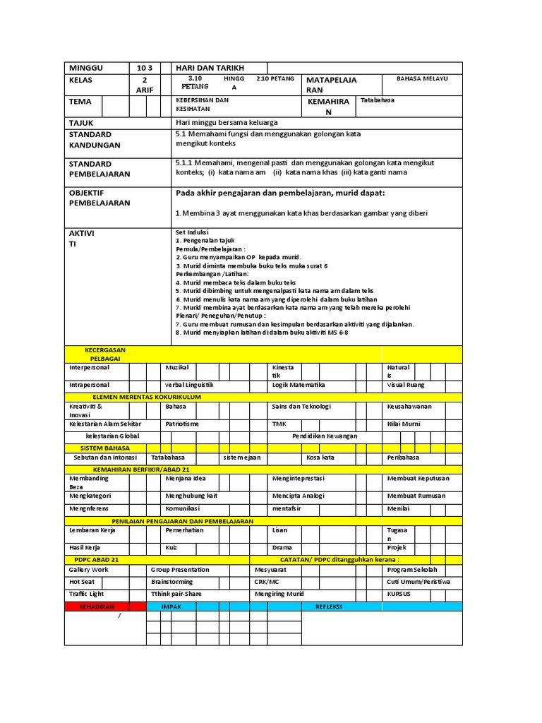 RPH BM t2 2020 | PDF | Karier & Perkembangan