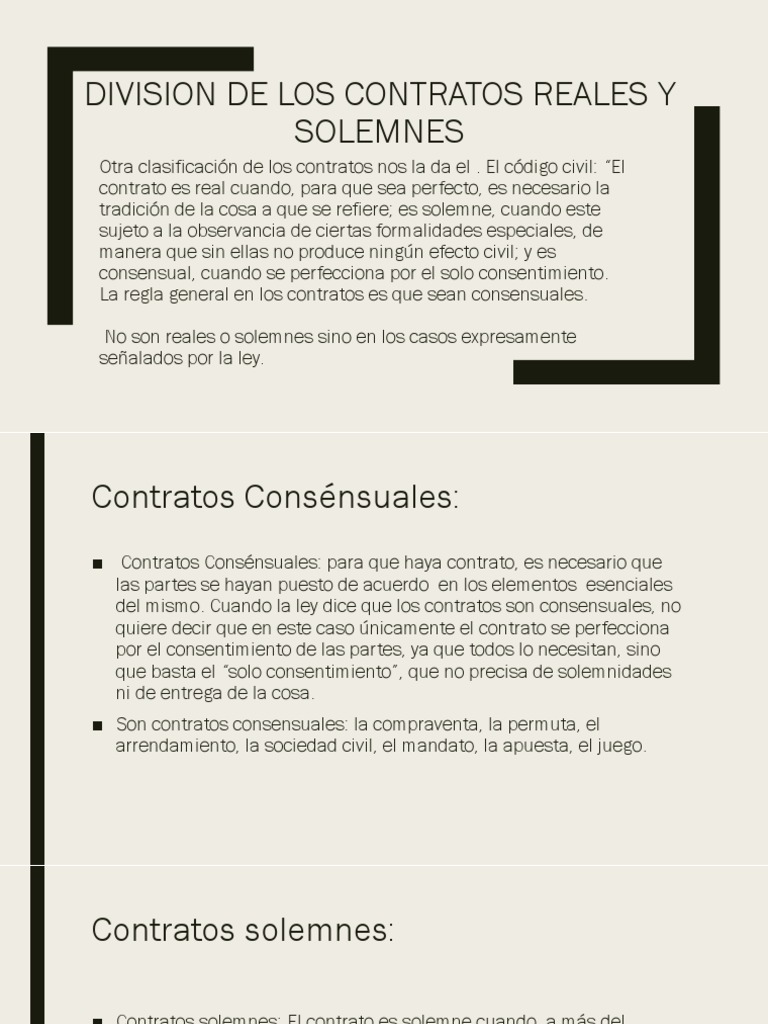 JORGE SEPULVEDA Division de Los Contratos Reales y Solemnes | PDF ...