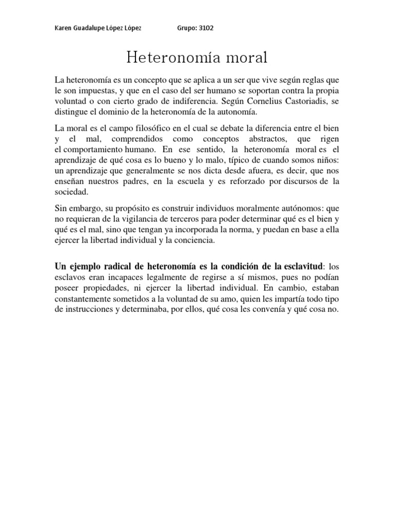 Definición y ejemplos de heteronomía moral | PDF | Moralidad | Libertad