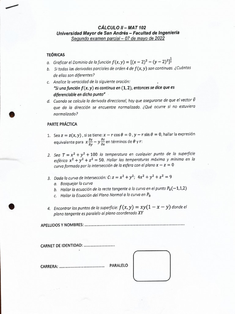 Solucionario 2P (Mat-102) (I-2022) | PDF | Degradado | Derivado