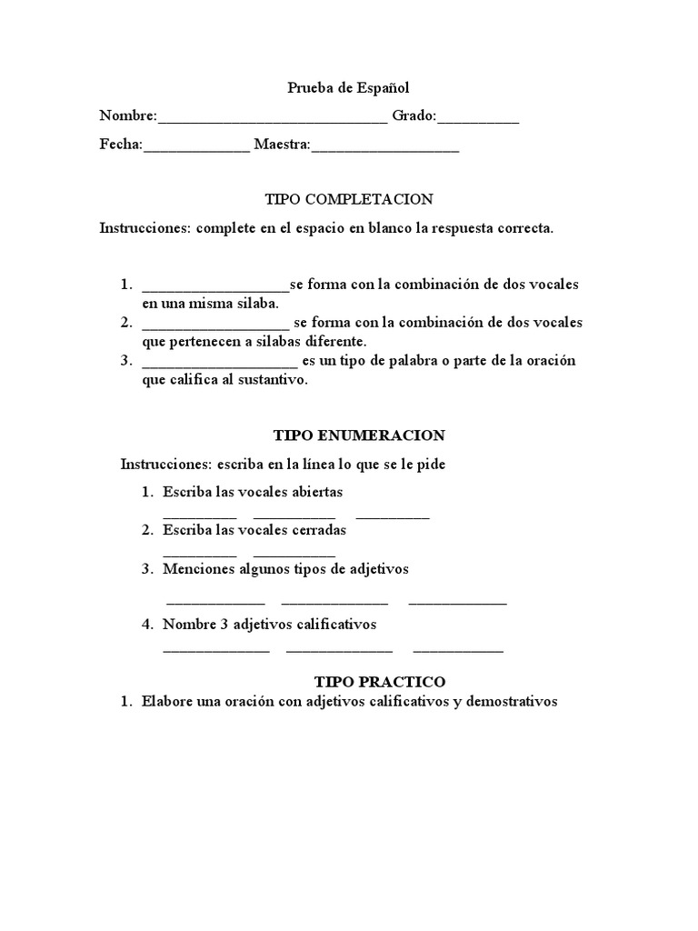 Prueba de Español | PDF | Artes del Lenguaje y Comunicación | Informática