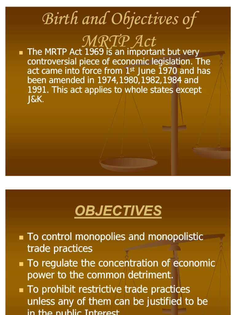 Salient Features of MRTPC Act | PDF | Monopoly | Public Law