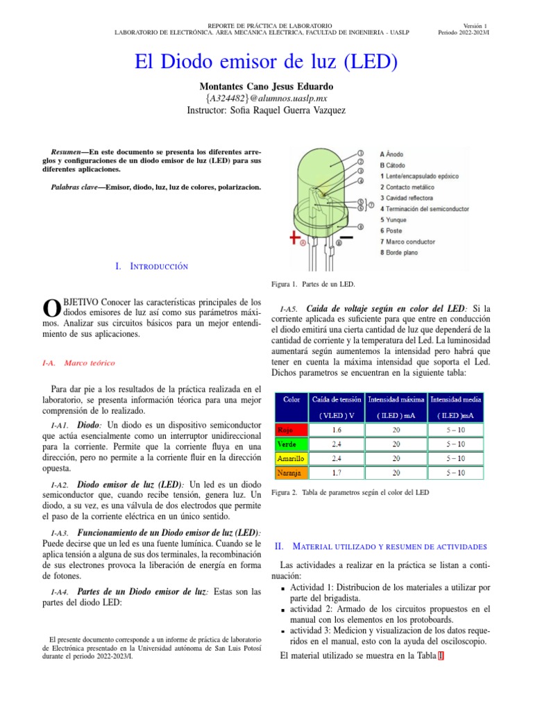 Partes y Funcionamiento del Diodo LED | PDF | Diodo emisor de luz | Diodo