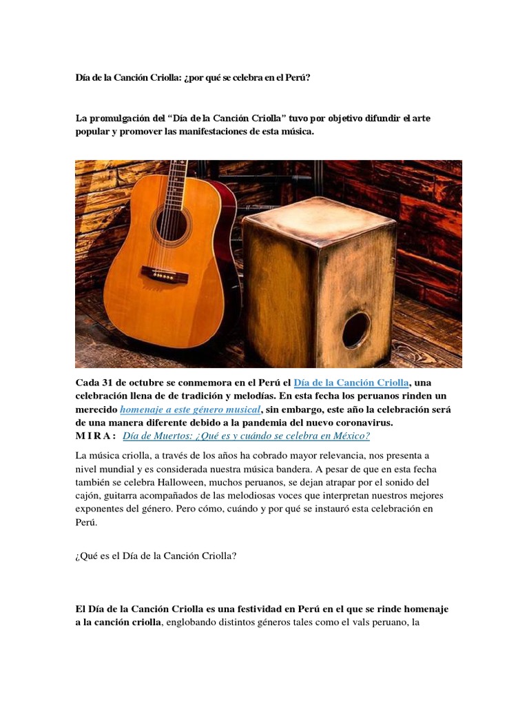 Día de La Canción Criolla NAIHA | PDF | Perú | Canciones